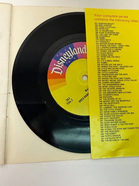 DISNEY BRER RABBIT & the Tar Baby Book and Record Set 1971 Disneyland ...