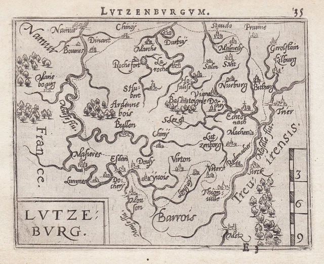 LUXEMBOURG LETZEBUERG CARTE Map Carte Ortelius Engraving 1588 EUR 137 ...