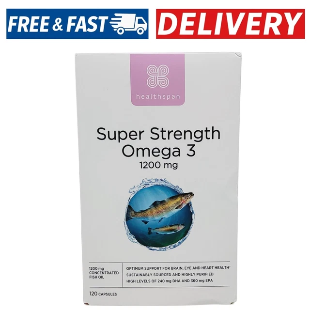 HEALTHSPAN SUPER STRENGTH Omega 3 1200mg Supplements, 120 Capsules £11. ...