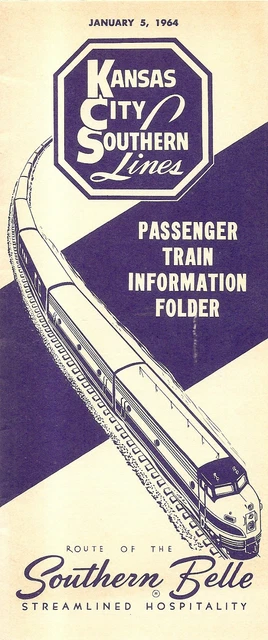 RAILROAD TIMETABLE - Kansas City Southern Lines - 05/01/64 - Southern Belle $26.95 - PicClick CA