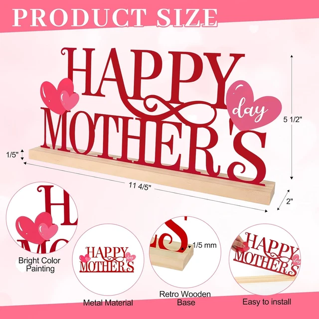METAL HAPPY MOTHER'S Day Sign, Mothers Day Decorations for Home, Shelf ...