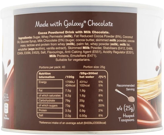 GALAXY HOT CHOCOLATE 1Kg (Pack of 1) 40 Servings | Just Add Water or ...
