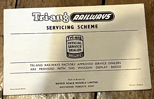 VINTAGE TRI-ANG MODEL Railways Servicing Scheme Catalogue Rovex Scale ...