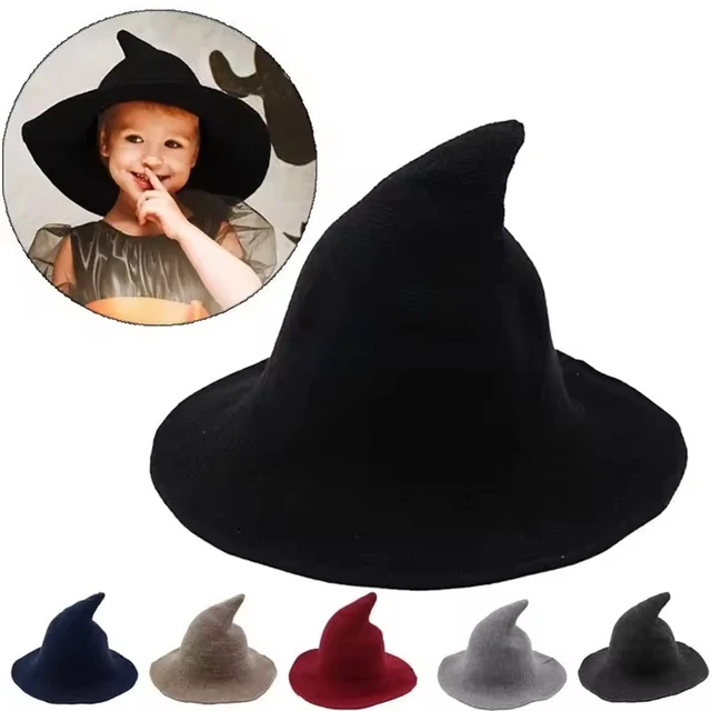 HALLOWEEN WITCH HAT Knitted Wool Wizard Hat Wide Brim Witche Cap ...