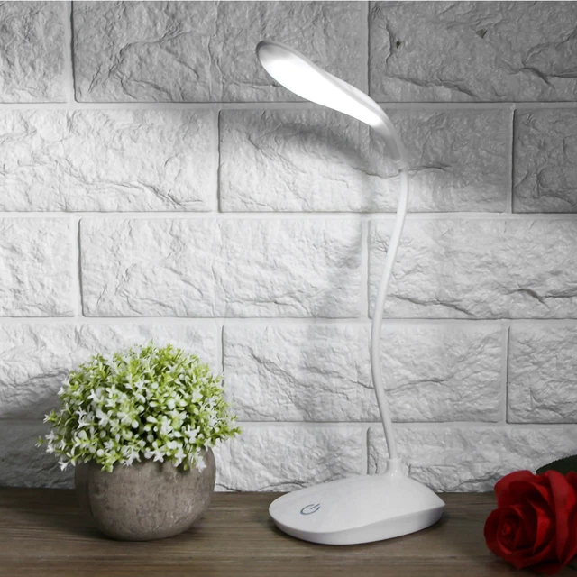 USB FLEXIBLE NECK LED Desk Light Dimmable Touch Switch Night Reading ...