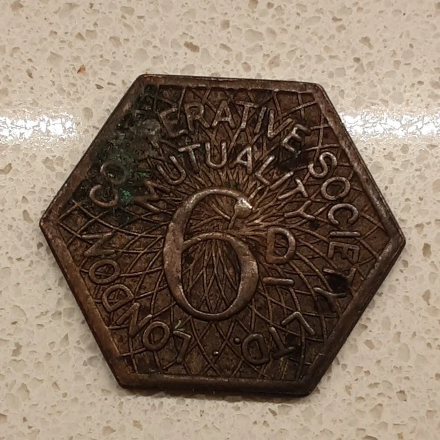 VINTAGE LONDON CO-OPERATIVE SOCIETY Mutuality Ltd 6d Sixpence Token ...