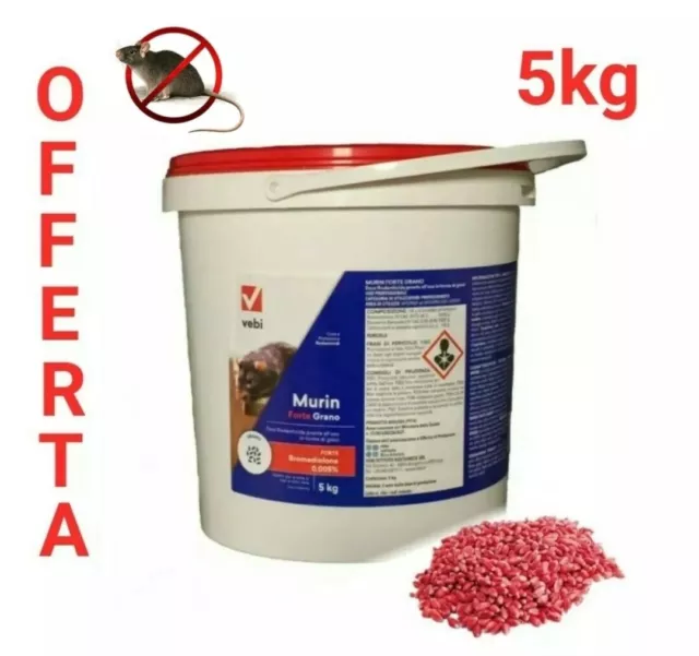 VEBI MURIN FORTE GRANO 5 kg Veleno Esca Topicida Ratticida Topi Ratti ...