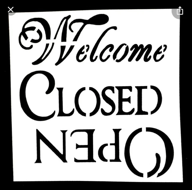 STENCIL, OPEN,CLOSE, WELCOME 13cm X 13cm sign shape, Decoupage New ...