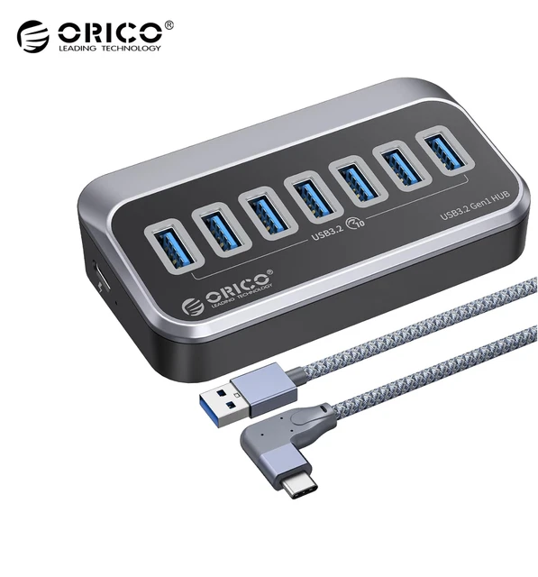 HUB USB 7 Ports Multiprise USB-A Extension ORICO M3U3-7A 10 BK USB3.2 ...