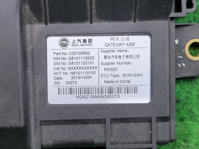 LDV T60 ECU Gateway Controller Module, P/N C00183602, Sk8C, 07/17-10/21 ...