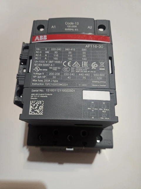 ABB AF116-30-11-13 AC contactor 3 PHASES 220 - 600v 1SFL427001R1311 £125.52 - PicClick UK