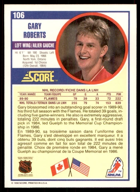1990-91 SCORE CANADIEN Gary Roberts. Calgary Flames #106 EUR 2,24 ...