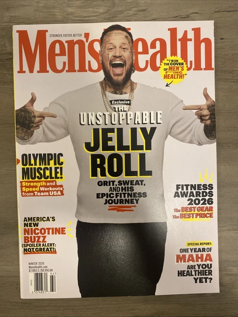 MEN'S HEALTH MAGAZINE The Unstoppable Jelly Roll-Winter 2026 $13.99 ...