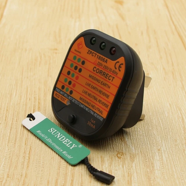 MAINS SOCKET TESTER 230v Polarity Test Plug Automatic House Electrical ...