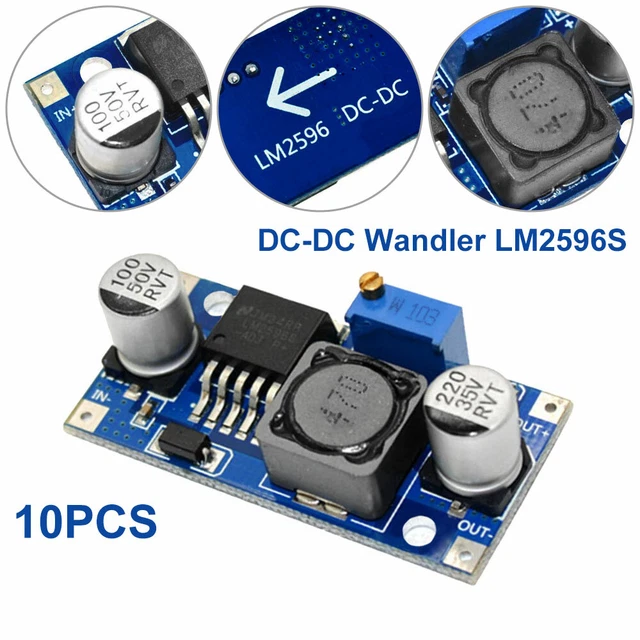 10TLG. LM2596S DC-DC Step Down Spannungswandler Arduino Modul Regler ... 10TLG. LM2596S DC-DC Step Down Spannungswandler Arduino Modul Regler ...