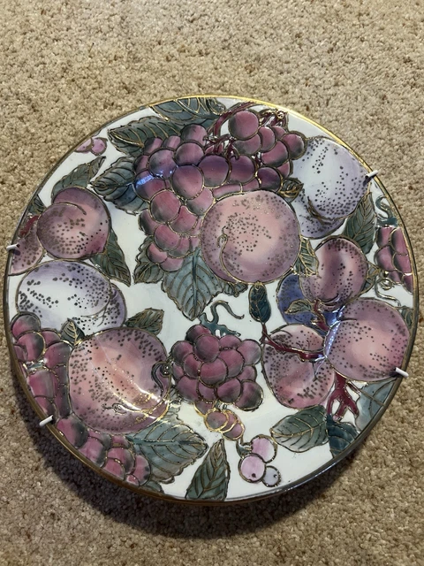 VINTAGE TOYO CHINESE Decorative Plate - Plum Green and Pink Fruit ...