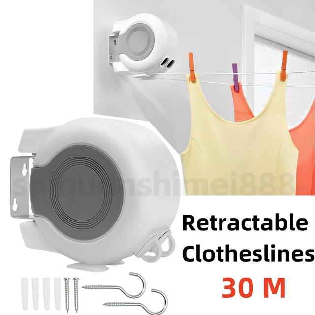 DOUBLE RETRACTABLE WASHING Lines Heavy Duty Clothes Line Indoor Outdoor ...