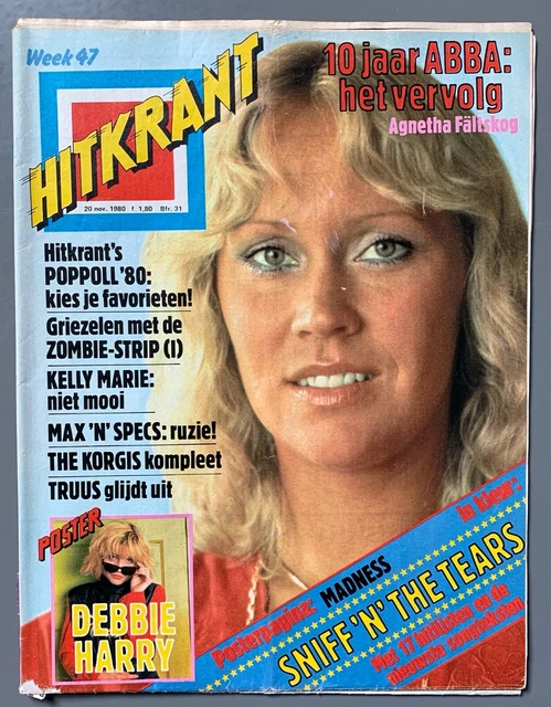 1980 DUTCH MUSIC MAGAZINE ABBA Agnetha Fältskog DEBBIE HARRY POSTER ...