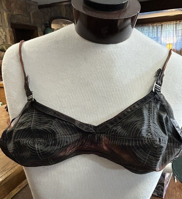 VINTAGE EST. 1940'S bullet bra black AS IS pointy Stitched cups ...