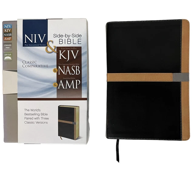 CLASSIC COMPARATIVE SIDE By Side Bible - NIV, KJV, NASB, AMP Zondervan ...