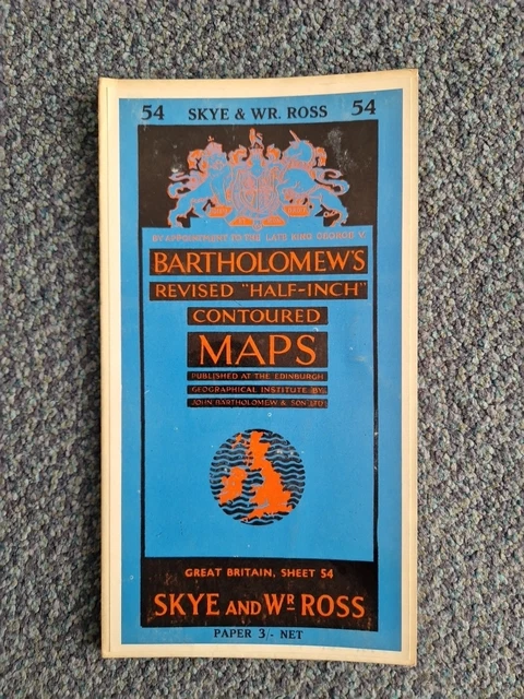 BARTHOLOMEWS HALF INCH Contoured Map Skye And Wr Ross Sheet 54 Cloth ...