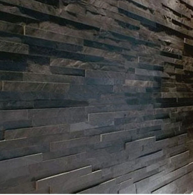 SAMPLE BLACK slate split face wall cladding for feature walls 3D effect ...