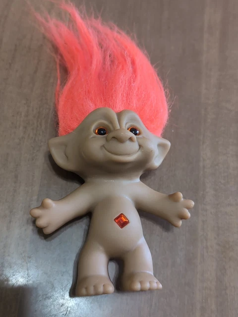 VINTAGE GEM BELLY Treasure Troll Red Hair Orange Eyes Red Star Ace ...