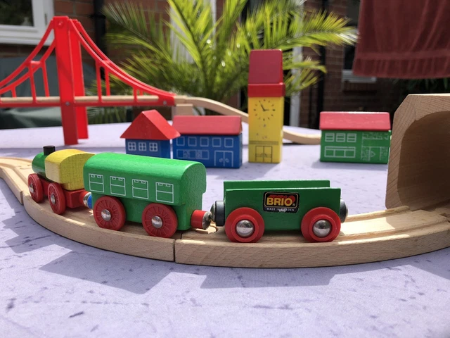 VINTAGE 1990S GENUINE Brio Beech Wood 55-Piece Train Set £78.72 ...