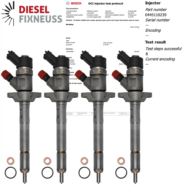 4X INJECTOR BOSCH 0445110239 Fiat 1.6 D Mj Ford 1.6 TDCI Citroen Peugeot 1.6 HDI £219.95 ...