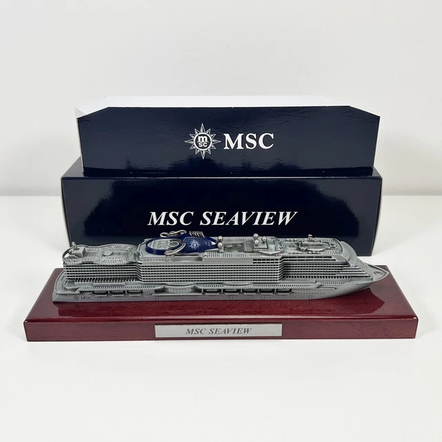 MSC SEAVIEW CRUISE Ship Model 1:1250 Scale Metal Model on Wooden Plinth ...