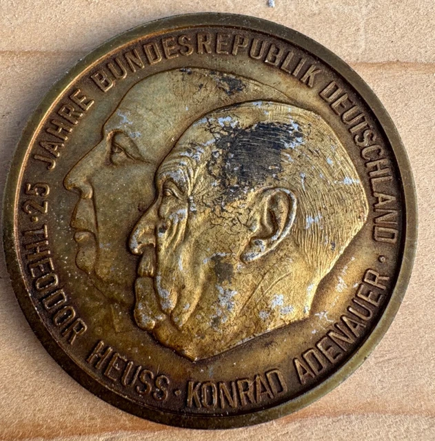 MEDAILLE THEODOR HEUSS Konrad Adenauer 25 Jahre Bundesrepublik ...