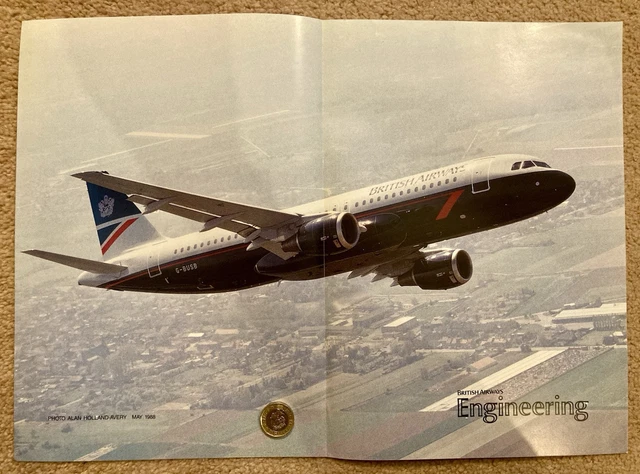 VINTAGE BRITISH AIRWAYS Engineering Poster - Airbus A320 Airliner BA ...