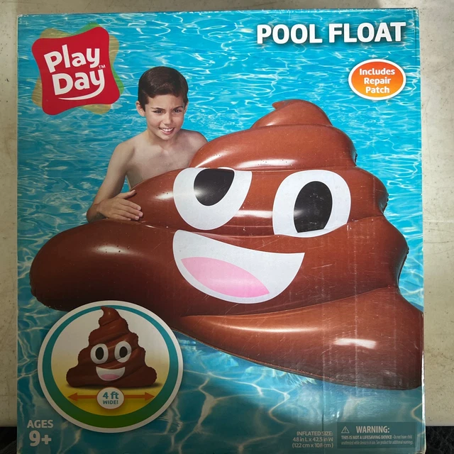 PLAY DAY -POOL Float Inflatable Brown Poop Emoji 48" X 42.5"- Open Box ...