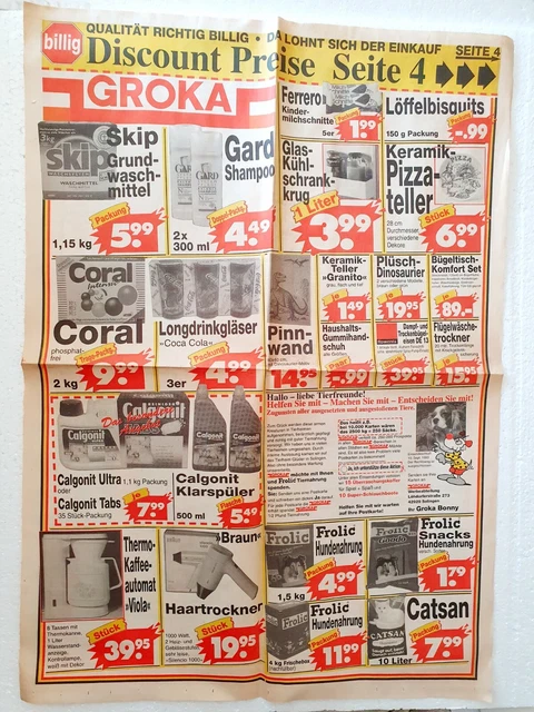 90ER JAHRE- ALTE Werbung für Sammler GROKA Discount Preise 1993 ...