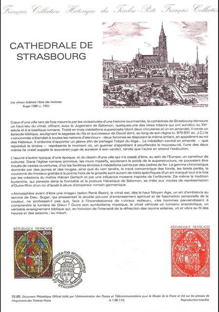 DOCUMENT OFFICIEL 1985 - Cathédrale de Strasbourg EUR 3,00 - PicClick FR