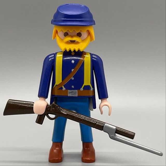 PLAYMOBIL UNION ARMY Soldier US Civil War Blond Hair Blue Coat Rifle ...