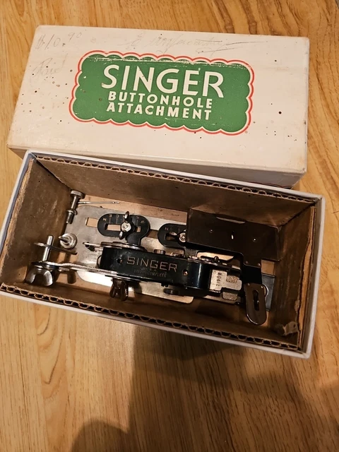 VINTAGE SINGER SEWING machine buttonhole attachment 121795, box ...
