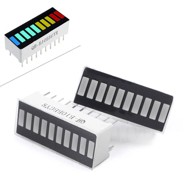 10 SEGMENT LED Bargraph Light Display Red Yellow Green Blue 2PCS BAR ...