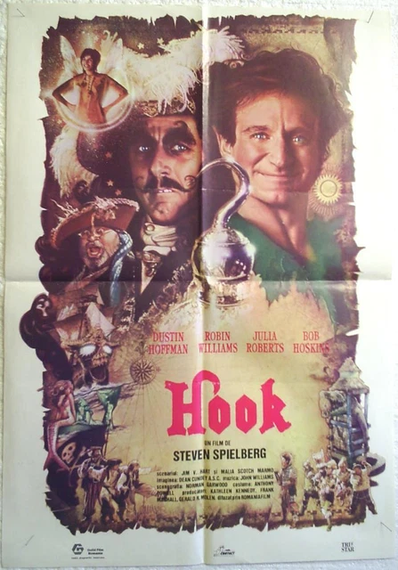 MOVIE POSTER=HOOK=DUSTIN HOFMAN, Robin Williams, Julia Roberts, Bob ...
