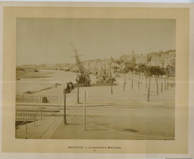FRANCE, TROUVILLE-L'AVANT-PORT À Marée basse Vintage albumen print Tirage EUR 129,00 - PicClick FR