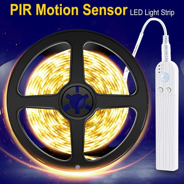 PIR MOTION SENSOR LED Strip Light Battery Powered Stair Cabinet Closet ...