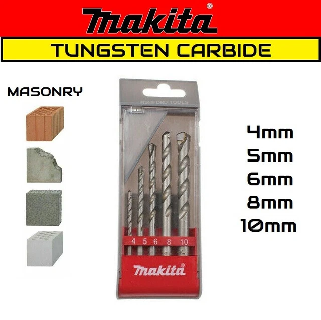 MAKITA DRILL BIT Set For Masonry Stone Brick Concrete x5 Tungsten ...