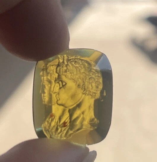 ANTIQUE CITRINE ENGRAVED Intaglio Wax Seal Of Emperor Empress-Augustus ...