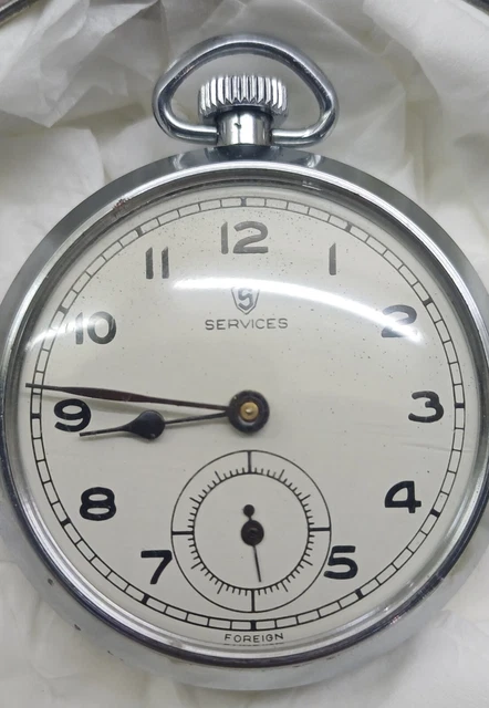 VINTAGE SERVICES ARMY pocket watch working c 1950 / 1960's £15.00 ...