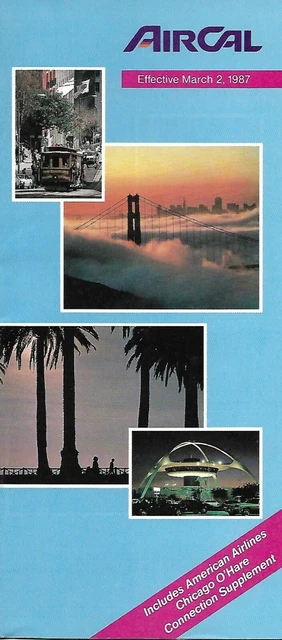 AIRLINE TIMETABLE - AirCal - Air Cal - 02/03/87 $16.95 - PicClick CA
