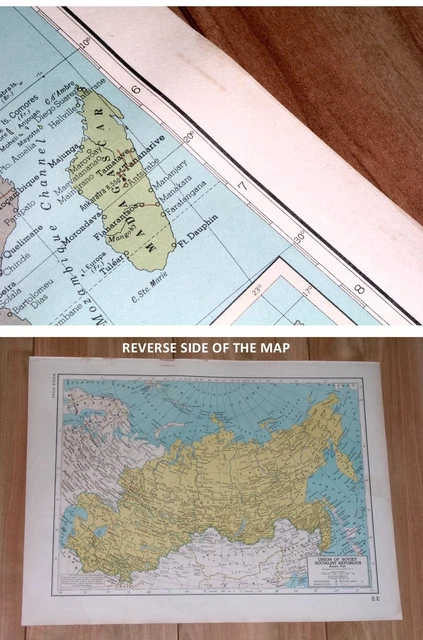 1944 ORIGINAL WWII Political Map Of Africa / Colonies / Verso Siberia ...