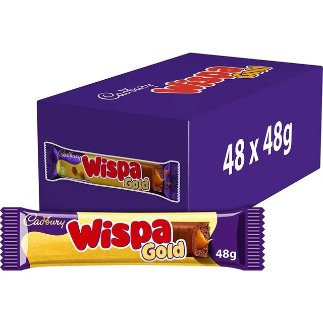 CADBURY WISPA GOLD Full-Sized 48g Bars (Box of 48) – Smooth Chocolate £ ...