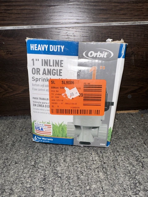 ORBIT SPRINKLER VALVE 1" Inline or Angle Flow Control - Model 57020 ...