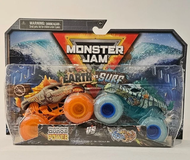MONSTER JAM HORSE Power vs Aqua Stallion Earth vs Surf 1:64 Scale ...