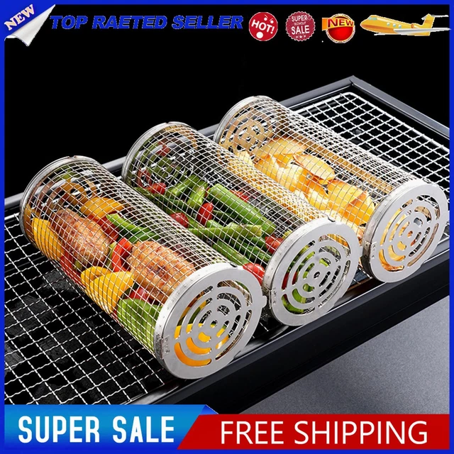 BBQ BASKET PORTABLE Camping Grill Mesh Non-stick Cooking Tool for ...